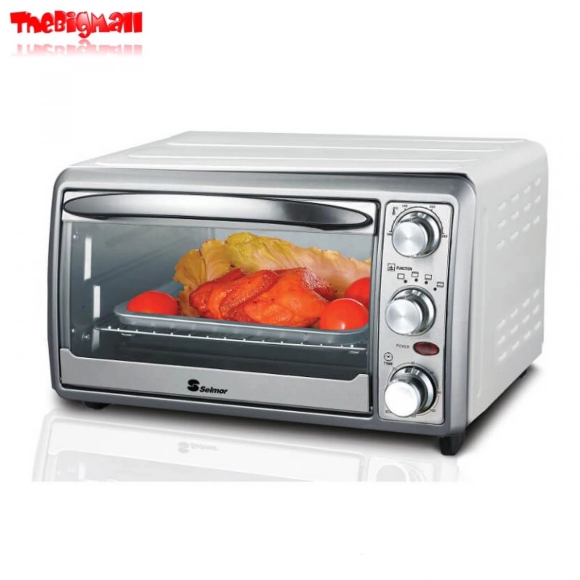 טוסטר אובן 34 ליטר מבית סלמור Selmor דגם SE-34 בצבע לבן וחזית כסופה